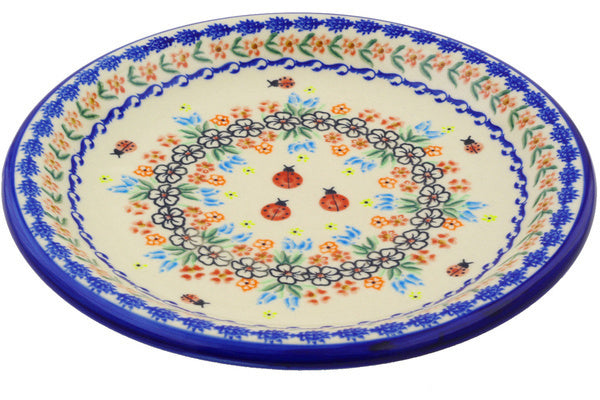 Polish Pottery 11" Plate Fanciful Ladybug