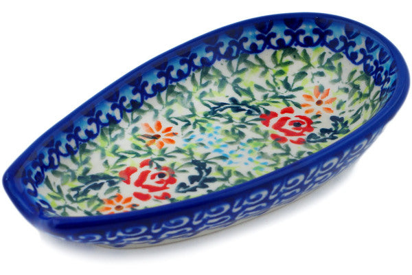 Polish Pottery 5" Spoon Rest Rose Garden UNIKAT
