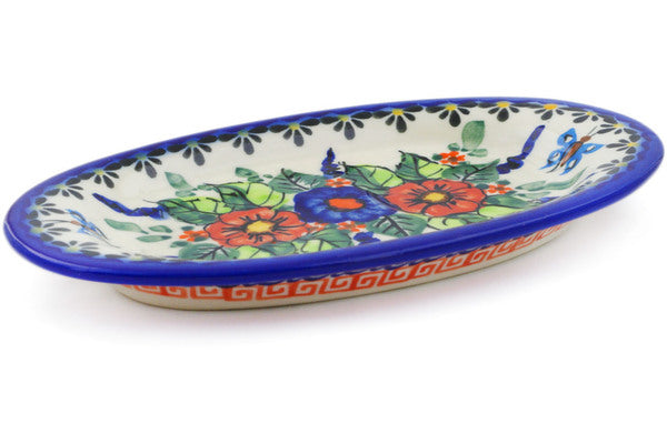 Polish Pottery 7" Salt and Pepper Tray Spring Splendor UNIKAT