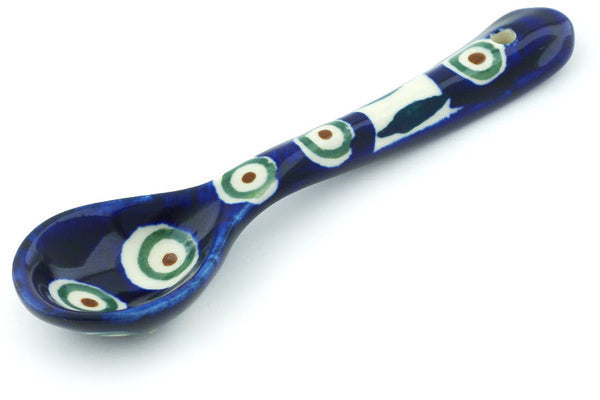 Polish Pottery 5" Spoon Peacock Leaves