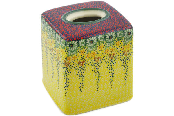 Polish Pottery 6" Tissue Box Cover Sunshine Grotto UNIKAT