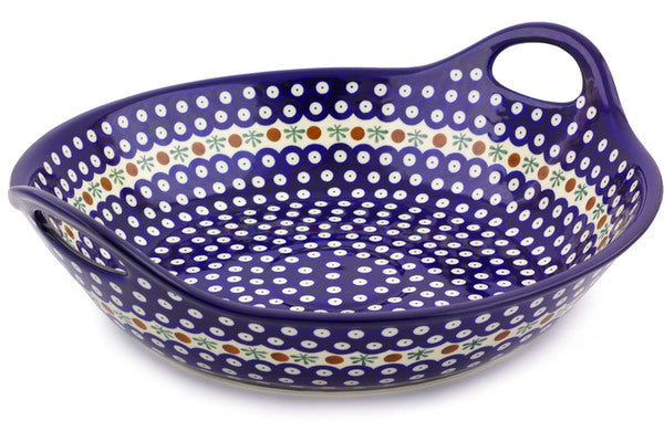 Polish Pottery 15-inch Bowl with Handles Mosquito
