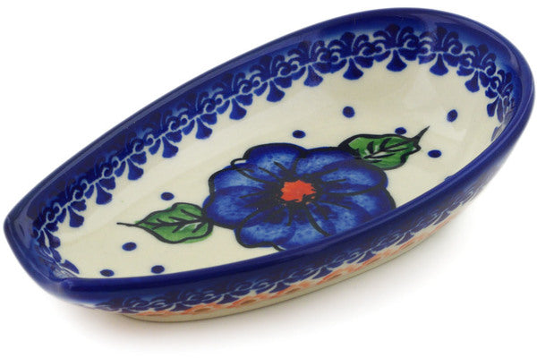 Polish Pottery 5" Spoon Rest Greek Poppies