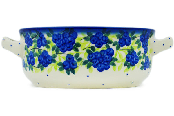 Polish Pottery 8" Round Baker with Handles Blueberries Season UNIKAT ...