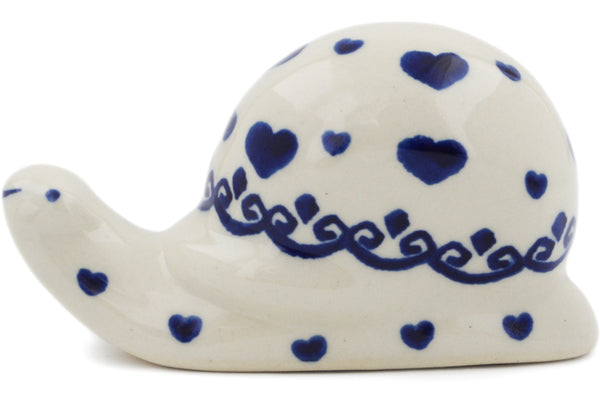 Polish Pottery 4" Snail Figurine Blue Valentine - Polish Pottery Shop